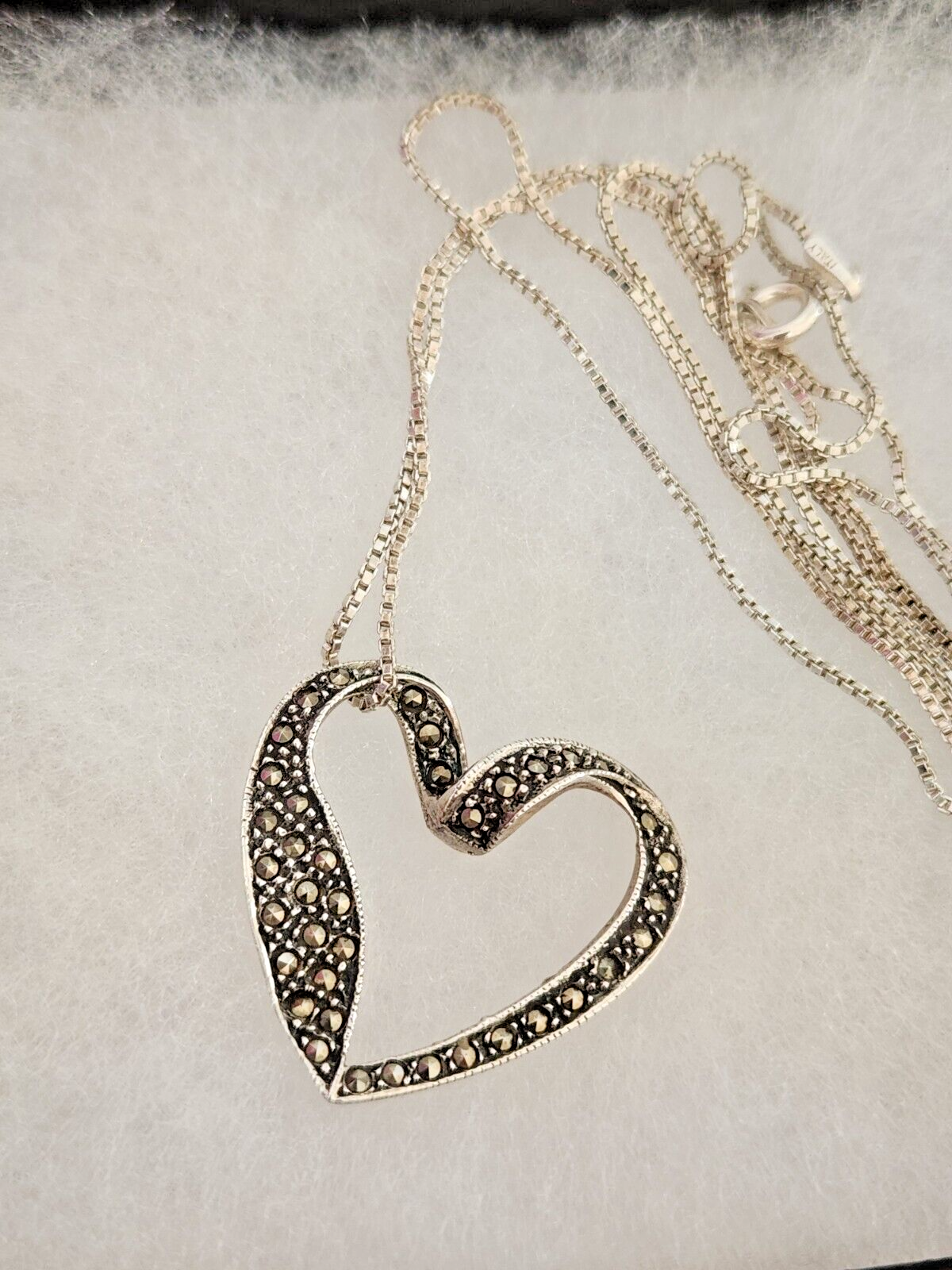 Judith Jack Sterling Silver Marcasite Heart Floating Pendant Necklace ...