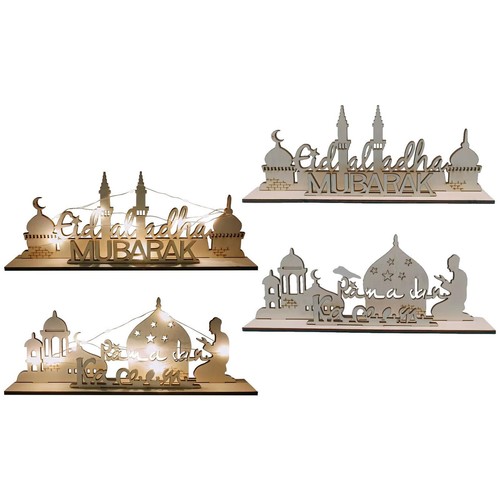 Eid Moon Castle Castle Mosque Moon Castle Shape Table Ornament Wood ...