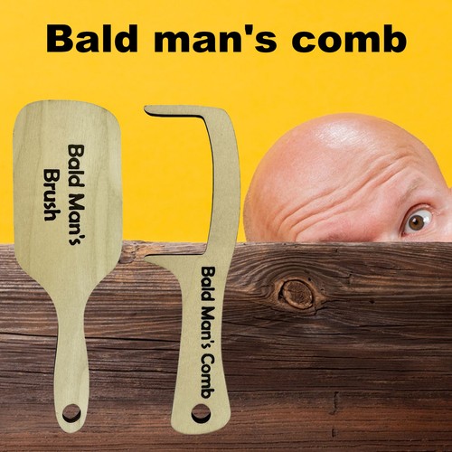 Wooden Novelty Hair Tool Anti-deformation Comb Man's Funny Toothless ...