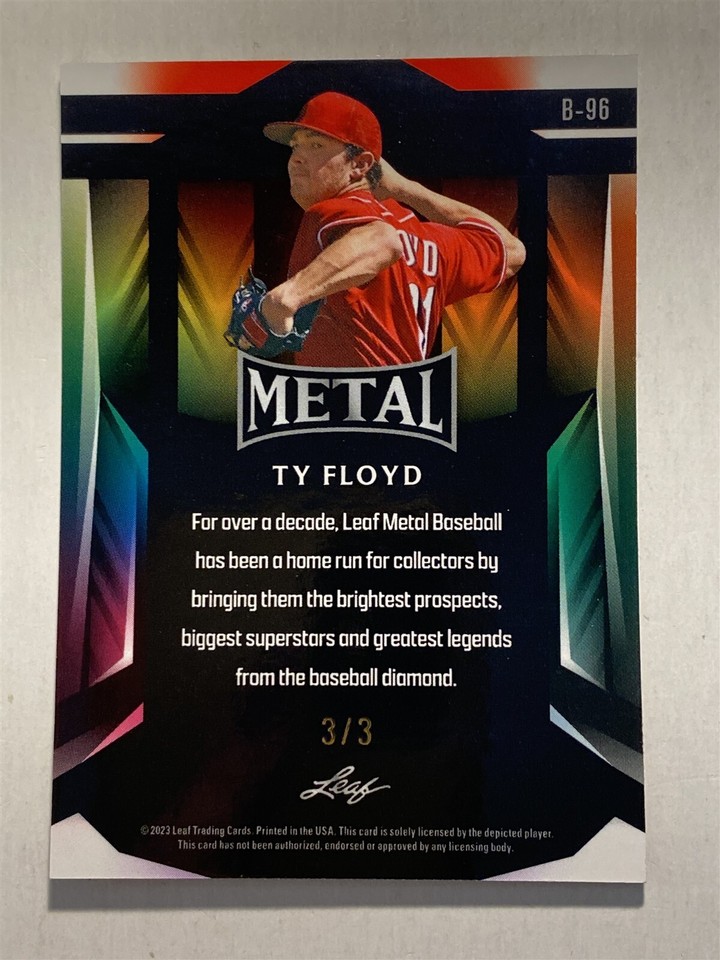 TY FLOYD reds 2023 Leaf Metal #B96 Red Wave XRC 3/3 (BB3) | eBay