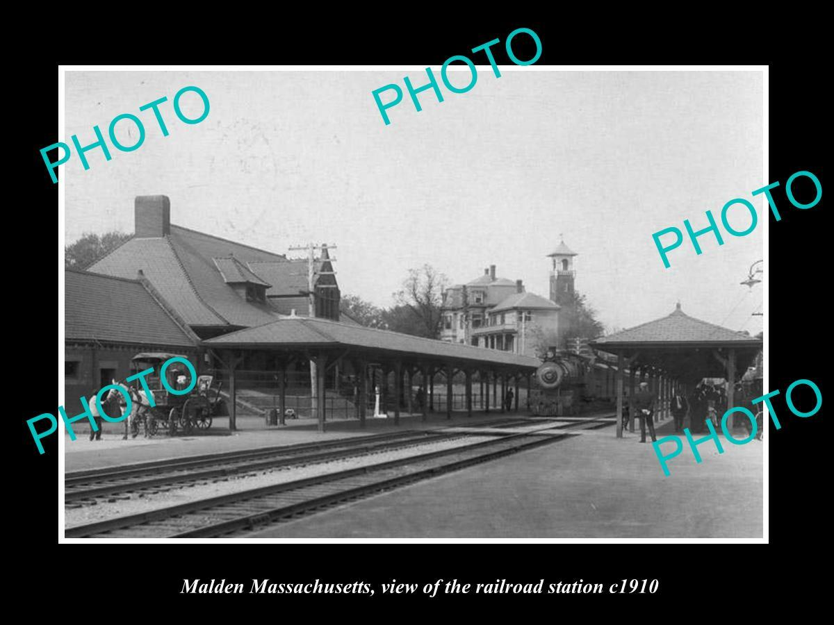 OLD 8x6 HISTORIC PHOTO OF MALDEN MASSACHUSETTS THE RAILROAD STATION ...