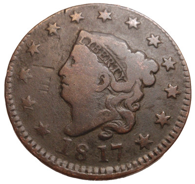 1817 N-9 R-2 13 Stars Coronet Head Large Cent Coin 1c Newcomb-9 Rarity ...