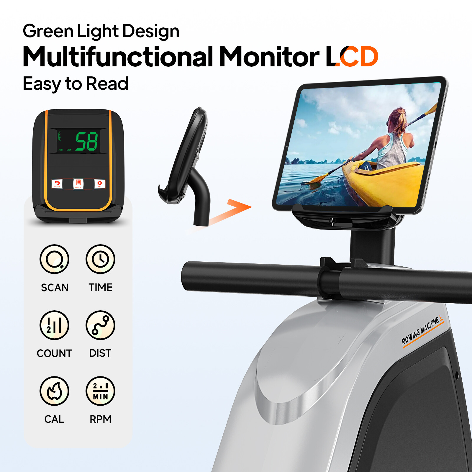 16 Levels Magnetic Fold Rowing Machines Rower Cardio Home Gym Exercise ...