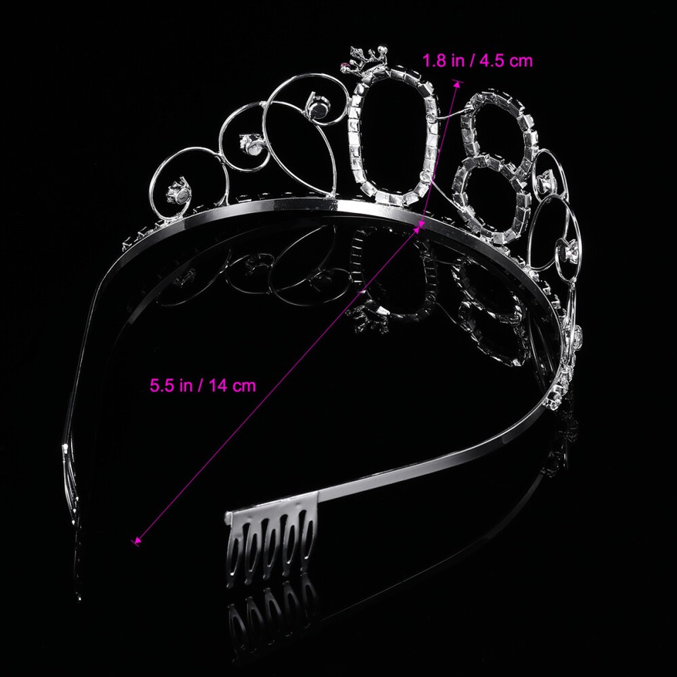 Birthday Crown Hair Comb Dinner Party 80th Decorations Tiara Headband ...