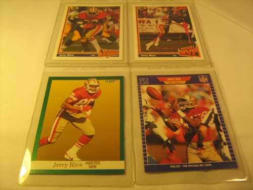 Lot of 4 NFL Football Cards JERRY RICE Pro Set FLEER Upper Deck 1989-91 ...