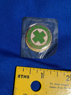 NOS Pair Vintage Green Cross Safety TOKEN Employee Work Factory First ...