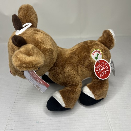 Rudolph Animated Plush 10" Red Nose Reindeer Sound Garbled Nose Lights ...