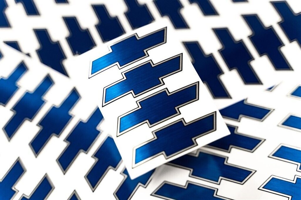 4 CHEVY TAHOE SILVERADO CENTER CAP LOGOS BLUE BOWTIE DECALS VINYL 20 22 ...