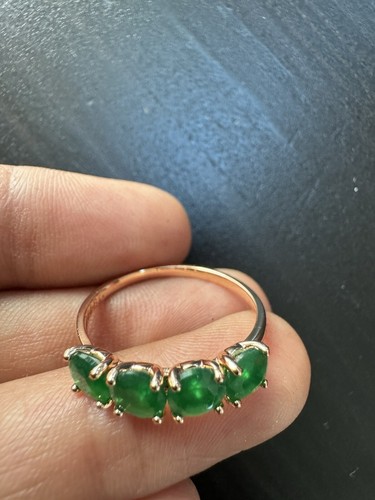 585 14K RG Stamped Rose Gold Green Gemstone Size 7 Ring | eBay