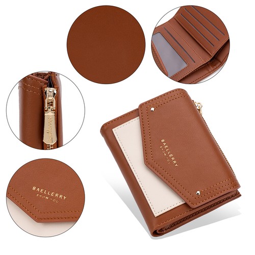 Women Small Leather Wallet RFID Blocking Credit Card Holder Mini Fold ...
