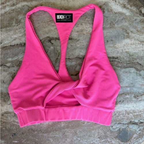 Beach Riot Sport Ribbed Twist Front Bra – Hot Pink Racerback M | eBay