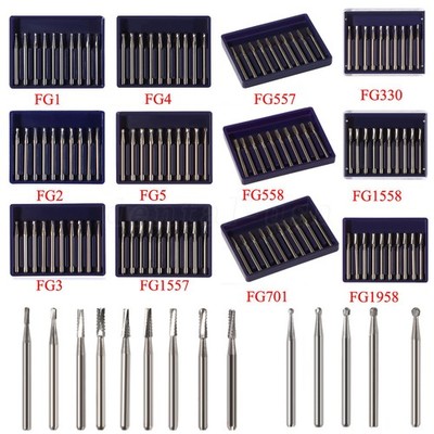 Dental Burs FG 330 557 701 Pear High Speed Tungsten Carbide Burr 19mm ...