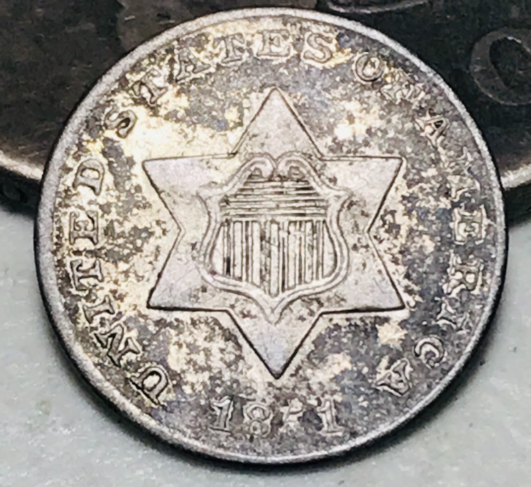 1851 Three Cent Silver Piece Trime 3c Type 1 Ungraded Choice US Coin ...