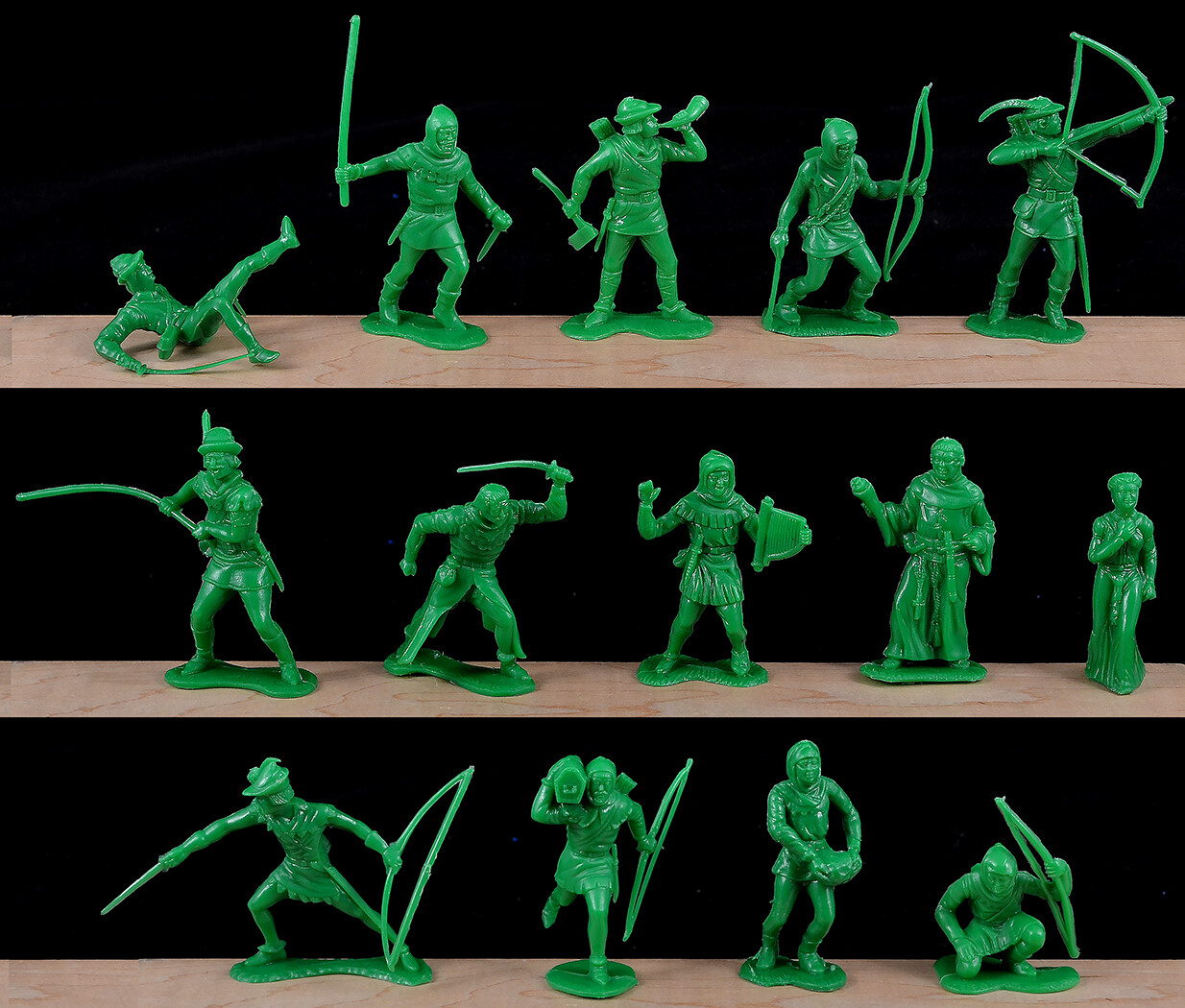 Marx Recast Robin Hood - all 14 poses IN GREEN - 54mm - MAY HAVE SOME ...