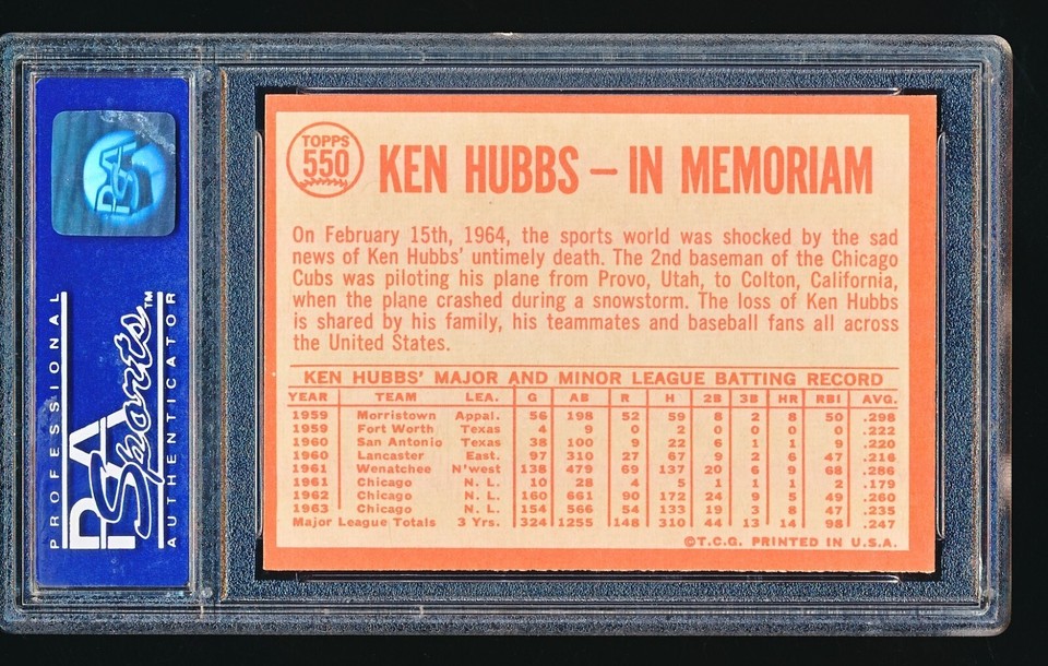 1964 Topps KEN HUBBS #550 PSA 9 | eBay