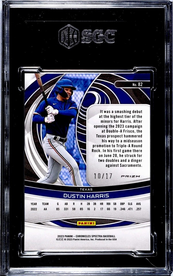 2023 Panini Chronicles Spectra #82 Dustin Harris PINK PRIZM /17 SGC 10 ...