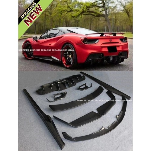 Real Carbon Fiber Side Skirt Front Rear Lip Wing Body For Ferrari 488 ...