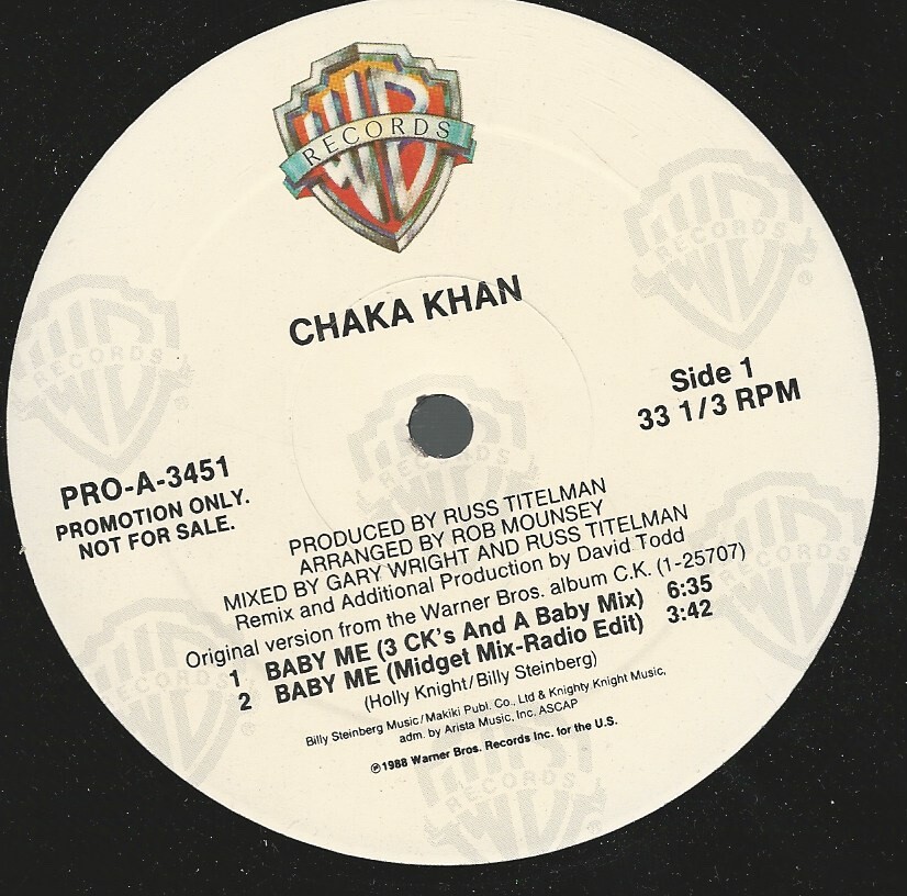 VINYL 12" KHAN CHAKA PROMO - BABY ME ( 3 CK'S AND A BABY MIX - MIDGET ...