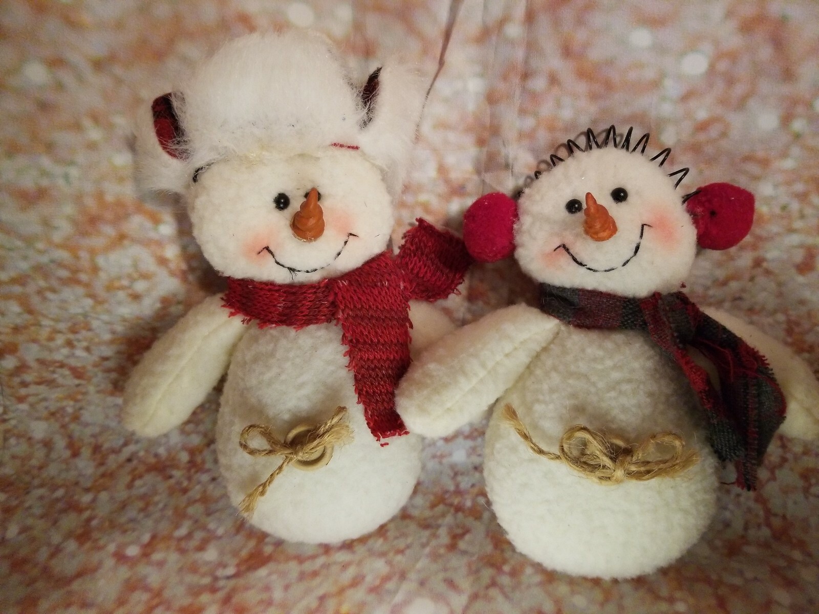 Country Christmas Snowman Ornament Pair b66 | eBay