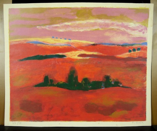 Pierre ROUX (1932) landscape of Provence original engraving signed and ...