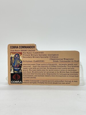GI Joe -Cobra Commander -File Card -Vintage Figure Mail In | eBay