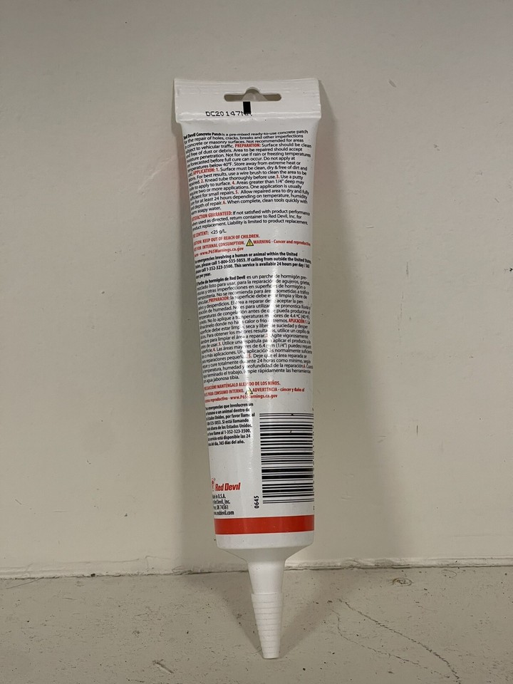 Red Devil 0645 Pre-Mixed Concrete Patch, 5.5 Oz Squeeze Tube, Pack of 1 ...