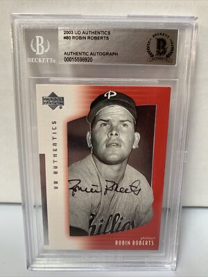 Signed 2003 Upper Deck Authentics Robin Roberts Phillies BAS Authentic ...