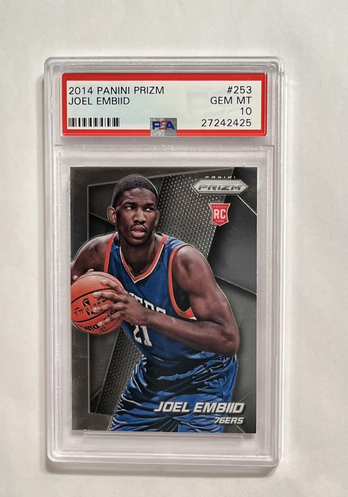 JOEL EMBIID 2014 Panini Prizm #253 PSA 10 Gem Mint Rookie RC 76ers Base ...