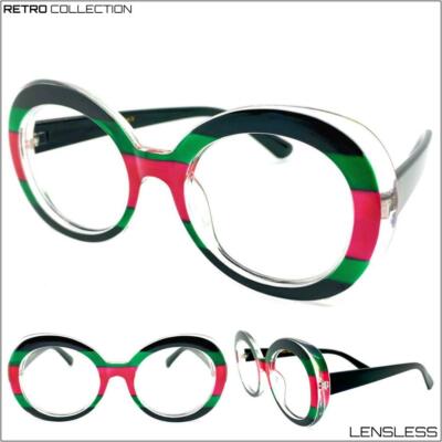 OVERSIZED EXAGGERATED RETRO Lensless Eye Glasses Large Round Frame Only ...