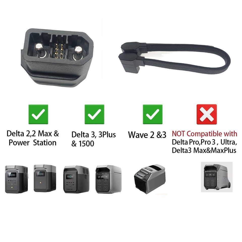 Extra Battery Cable Compatible with Ecoflow Delta 2 Max 3 Puls Wave 2 ...