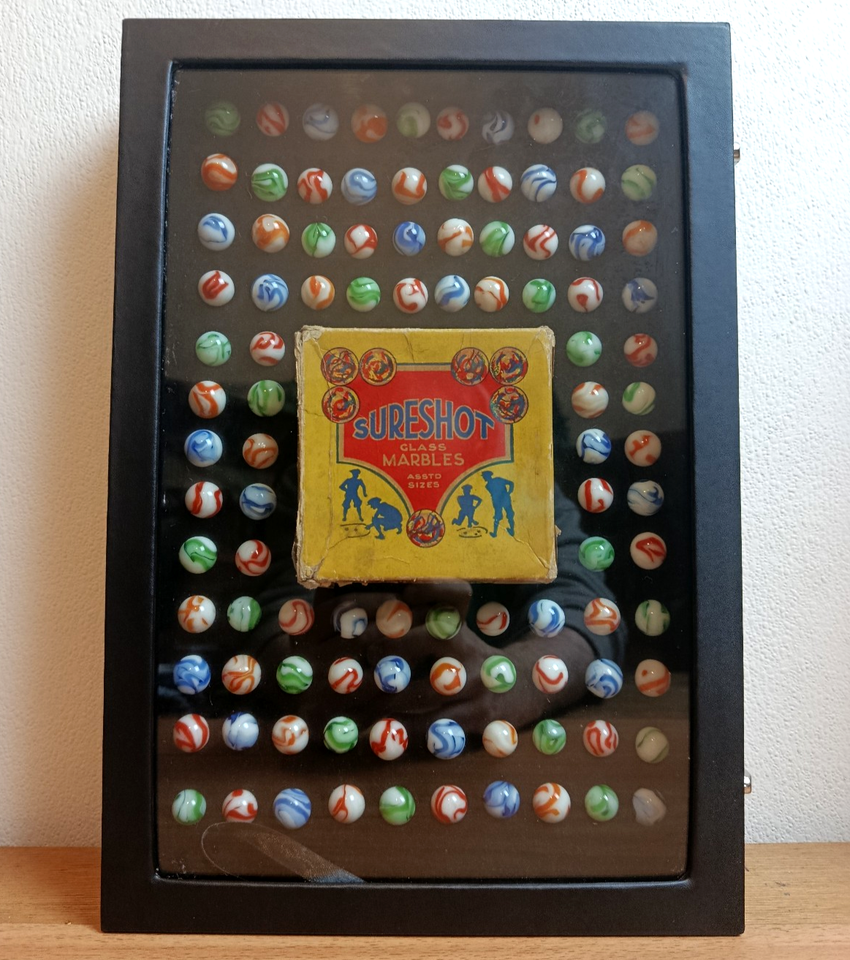 SURESHOT Original Package ALLEY AGATE COMPANY Marbles Box Display Case ...