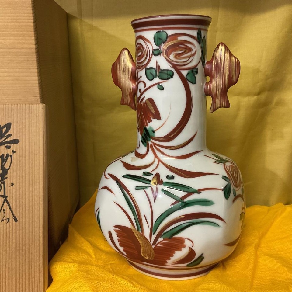 Koizumi Zo Chin Gosu Akae Double Fish Ear Flower Vase | eBay