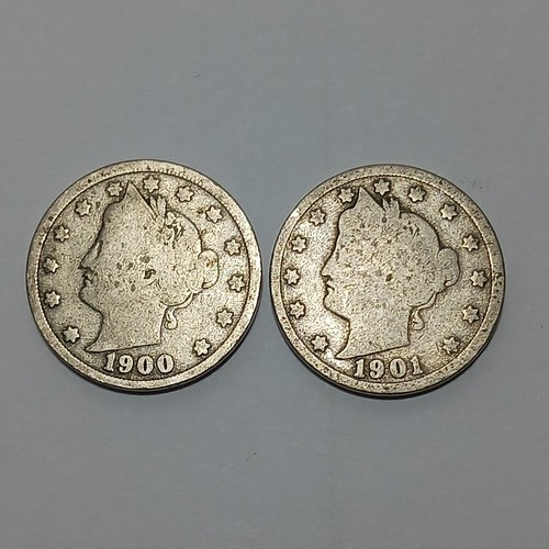 1900 1901 Nickel Liberty V Nickel 5 Cent Coins Avg Circ | eBay