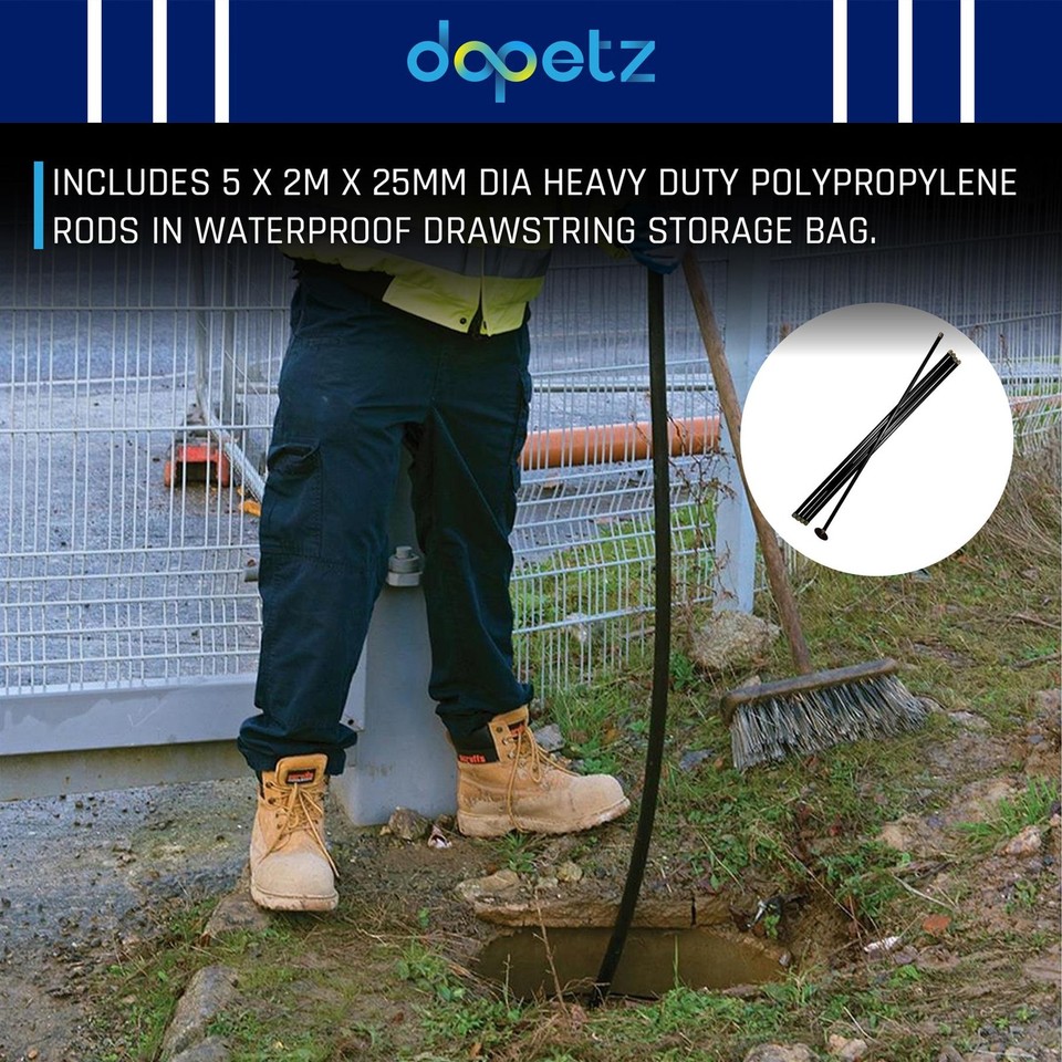 New DRAIN ROD Rods SET Flue Chimney DRAIN BRUSH Worm Screw PLUNGER Drop ...