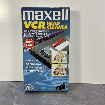Maxell VHS VCR Dry Video Head Cleaner VP-100 Tape With On Screen ...