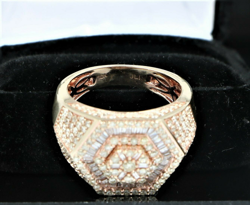 $4500 JLI 10K Yellow Gold Round Baguette Pave Set Diamond Cocktail Ring ...