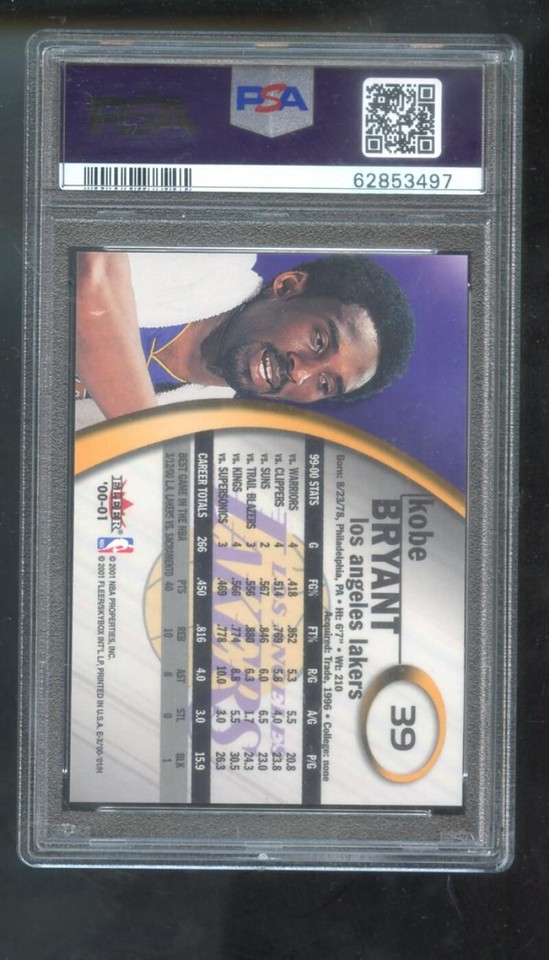 2000-01 Fleer E-X EX #39 Kobe Bryant PSA 9 Graded Basketball Card NBA ...