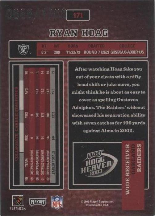 2003 Playoff Hogg Heaven Ryan Hoag #171 for sale | eBay