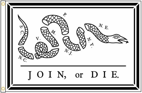 3'x5' Flag Join or Die Snake Benjamin Franklin HUGE Cut up Colonies ...