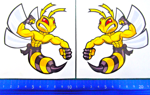 2 x Angry Hornet wasp HONDA VESPA stickers decals car motorbike helmet ...
