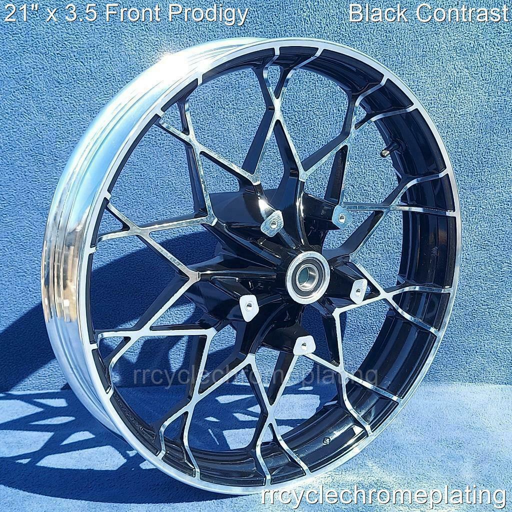 21" Harley Prodigy Front Wheel Black Contrast, 2 Rotors Touring 08-23 ...