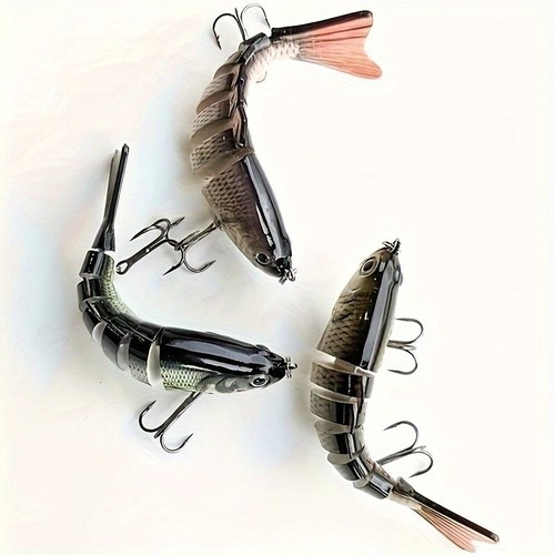 3-Pack 10cm/20g Sinking Multi-Section Bionic Lure with 2 Treble Hooks ...