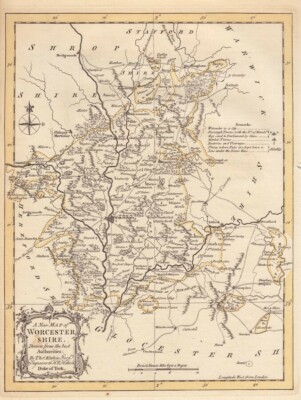 Pre-1900 - Map Of Worcestershire