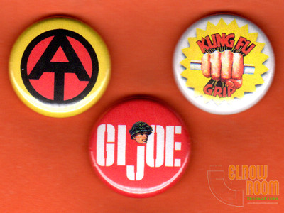 Set of three 1" GI Joe pins buttons Adventure Team Kung Fu Grip GIJoe ...