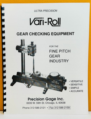 Precision Gage Inc Ultra Precision Vari-Roll Gear Checking Equipment ...