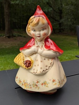 Hull Pottery Little Red Riding Hood 12.5" Cookie Jar With Flowers 967 ...