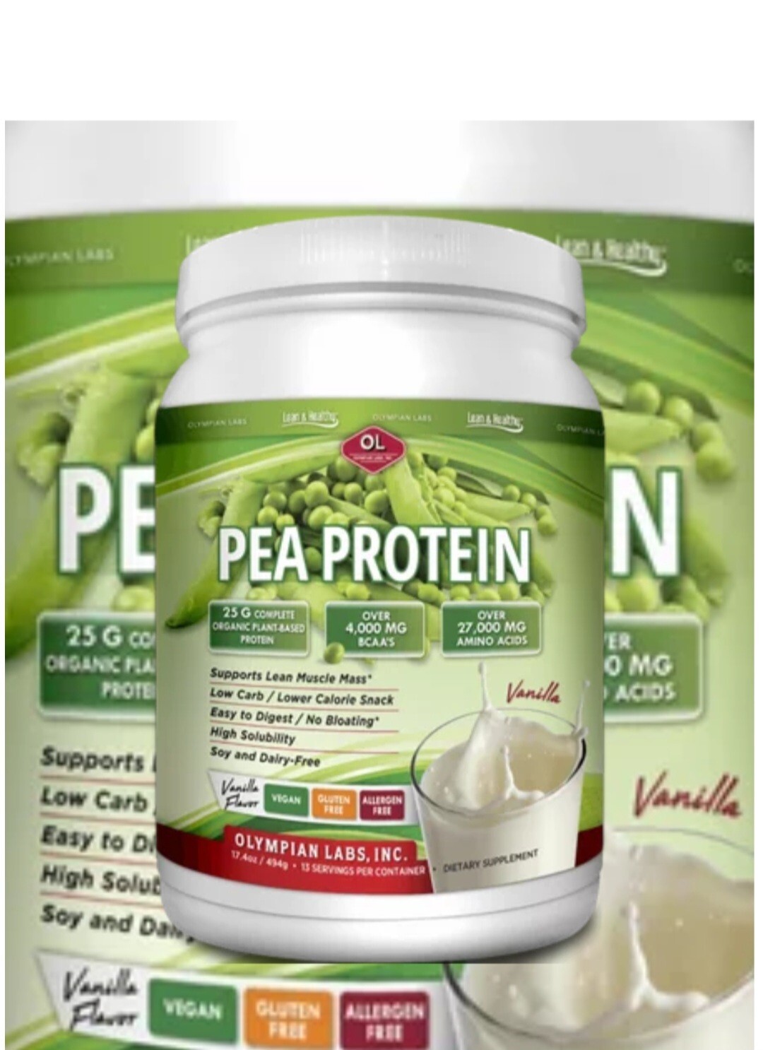 Olympian Labs Pea Protein Lean Muscle Mass Plant Based 18. 8oz ...