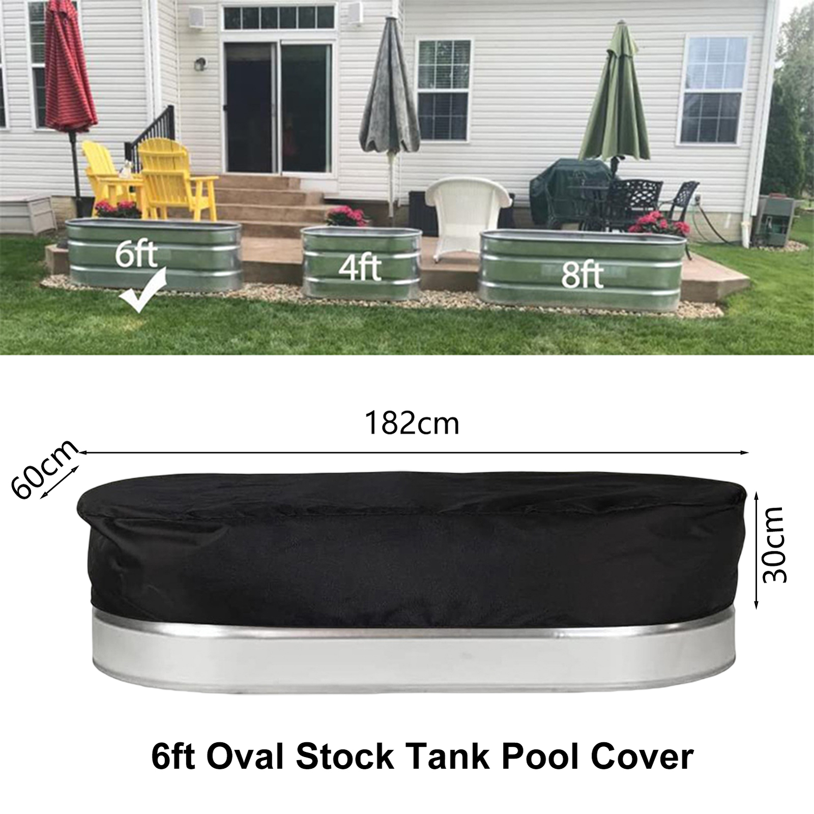 Pool Tank Cover Drawstring Keep Clean Oval Hot Tub Mini Swimming Pool ...
