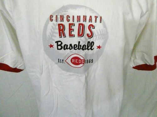 Majestic Cincinnati Reds White XL Ringer T-Shirt Cooperstown Collection ...