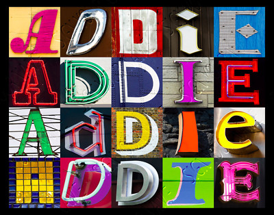 ADDIE Name Poster featuring photos of actual sign letters | eBay